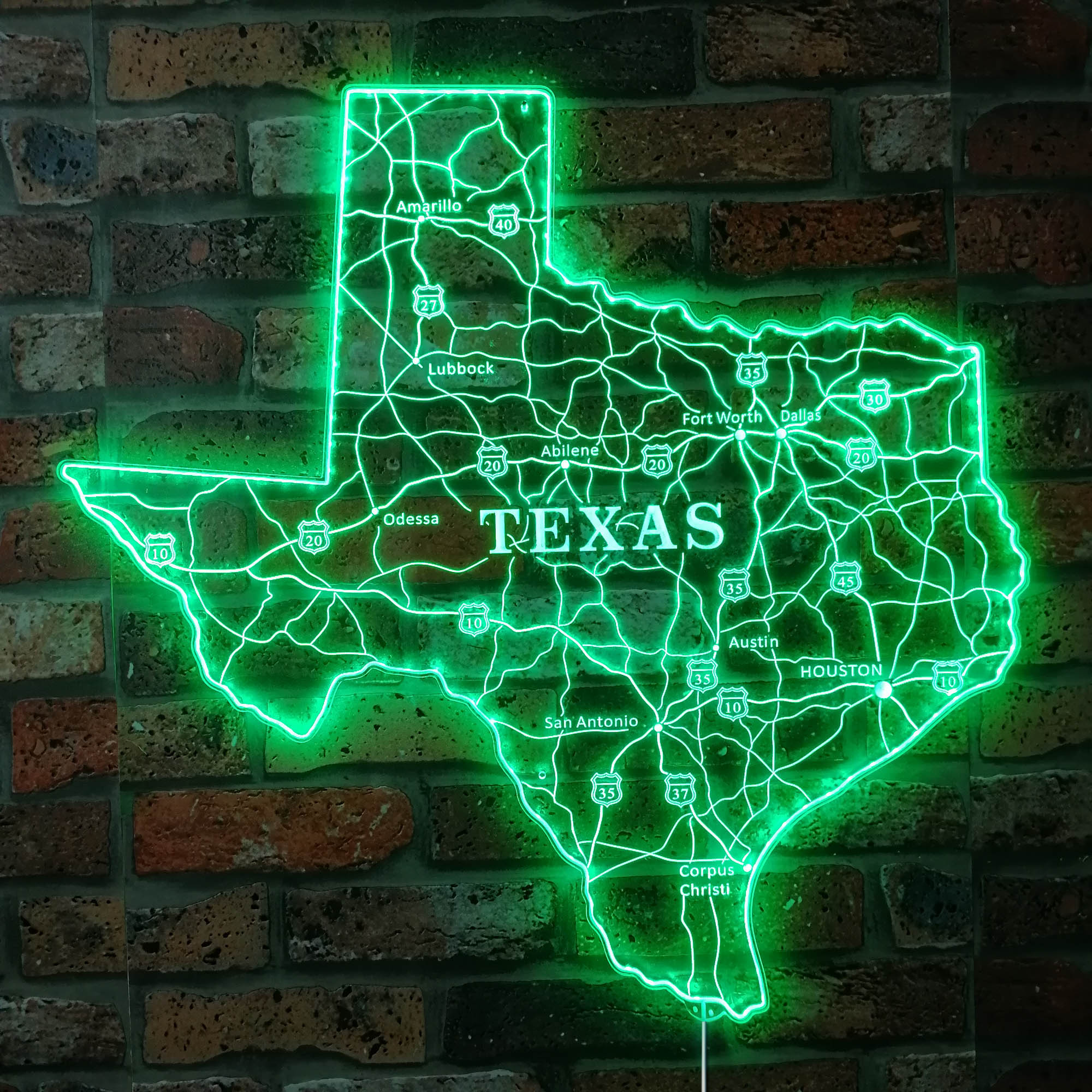 ADVPRO Texas Highway Road Map RGB Dynamic Glam LED Sign - Cut-to-Edge ...