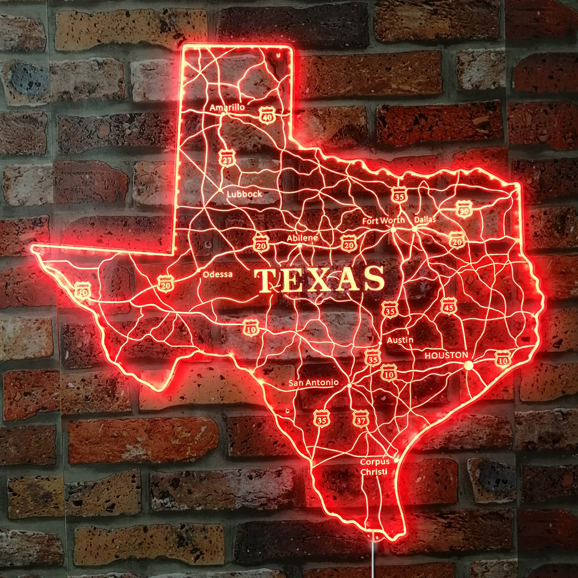 ADVPRO Texas Highway Road Map RGB Dynamic Glam LED Sign - Cut-to-Edge ...