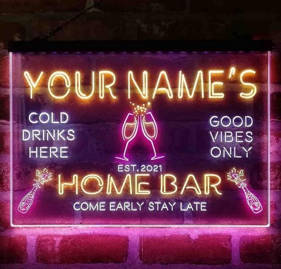 ADVPRO Personalized Champagne Glass Home BarTri-color LED neon sign st9 ...
