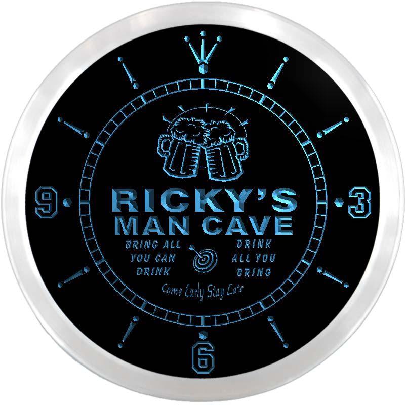 ADVPRO Ricky's Man Cave Bar Custom Name Neon Sign Clock ncx0137-tm