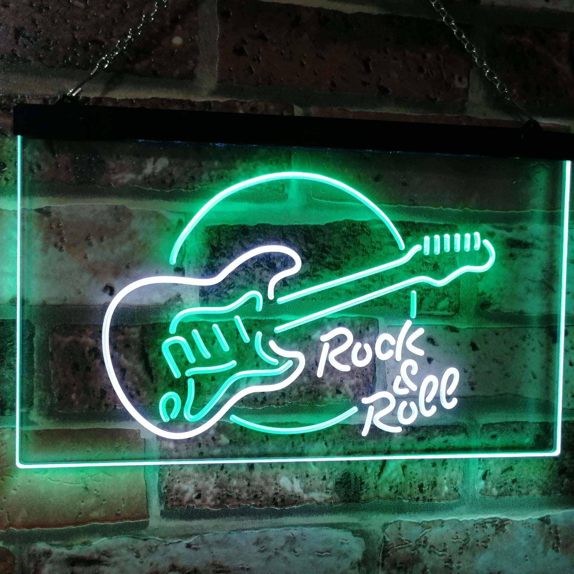 ADVPRO Rock & Roll Electric Guitar Band Room Music Dual-Color LED Neon Sign