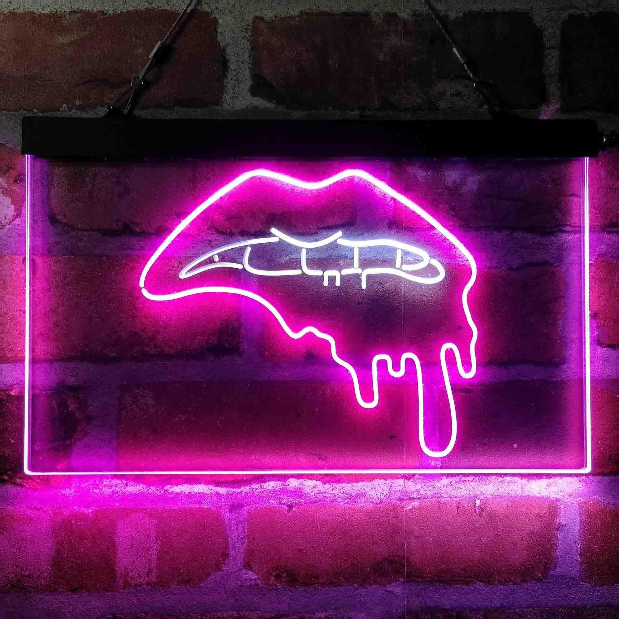 ADVPRO Lip Biting Bleeding Art Dual-Color LED Neon Sign
